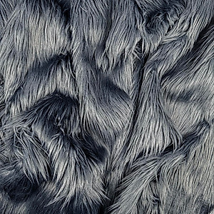 Barcelonetta | Faux Fur Fabric | Faux Craft Fur | Fake Fur Fabric Material for Costume, Decoration, Fun | Fluffy, Fuzzy | Long Pile, Shag, Mohair | Plush Artificial Fur (Dark Grey, Half Yard)