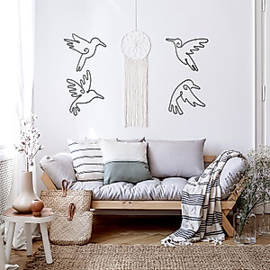 Hotop 4 Pieces Metal Hummingbird Wall Decor Black Bird Wall Art Metal Garden Wall Decor Cute Wall Sign for Indoor Outdoor Fence