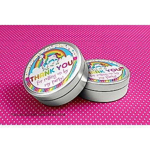 Rainbow Unicorn Roller Skating Themed Thank You Sticker Labels for Kids, 40 2" Party Circle Stickers by AmandaCreation, Great for Party Favors, Envelope Seals & Goodie Bags