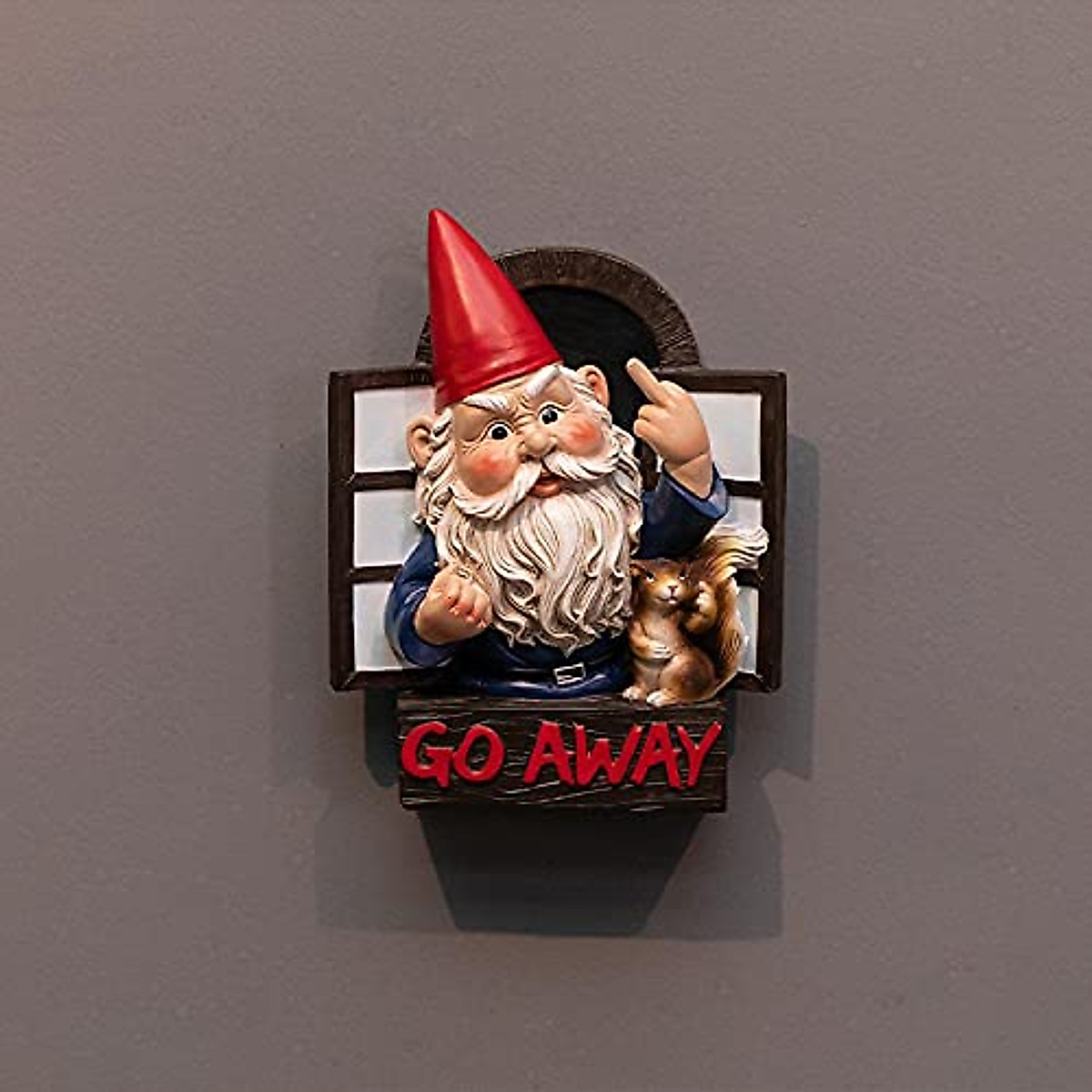 Kuti Cute and Funny Garden Gnomes Grumpy Gnomes Statue Garden Sculpture Gnomes Outdoor Fun Lawn Gnomes Decoration Fairy Garden Decorative Wall Panels (Go Away)