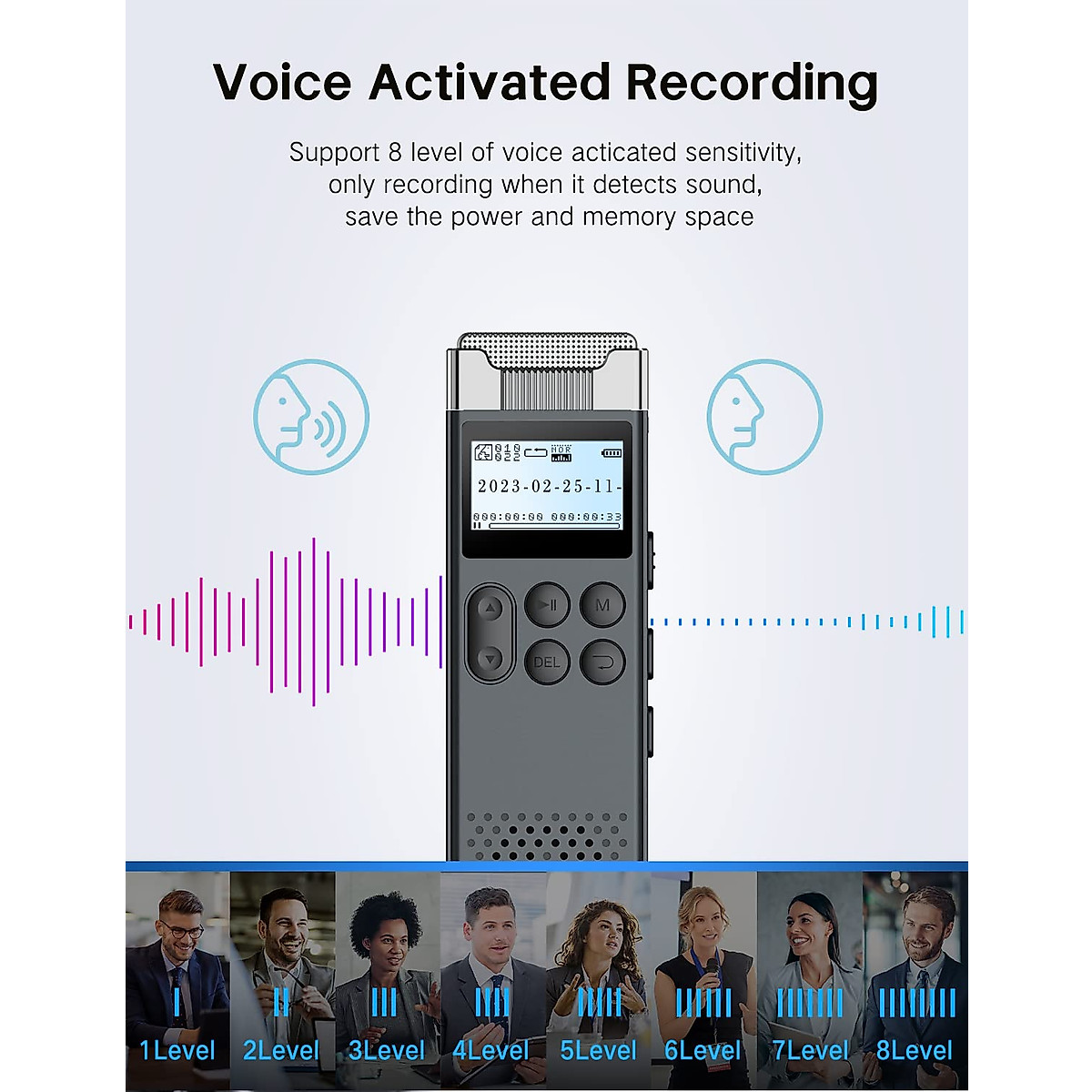 80GB Digital Voice Activated Recorder with Playback - Audio Voice Recorder for Lectures Meetings, Recording Device Dictaphone Sound Tape Recorder with Password & Card Reader