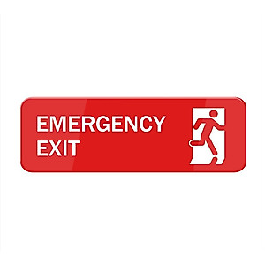 Emergency Exit Sign, Self Adhesive Sign For Door Or Wall 8 X 3 Inch Quick And Easy Installation Premium Acrylic Design For Your Home Office/Business