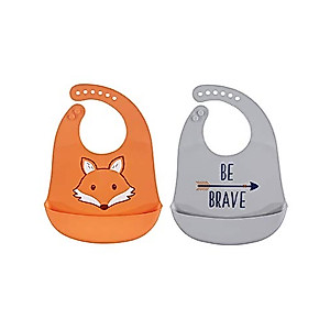 Hudson Baby Unisex Baby Silicone Bibs, Fox, One Size