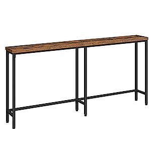HOOBRO Console Table, 63" Narrow Entryway Table, Extra Long Sofa Table Behind Couch, 1.2” Thick Board, Skinny Hallway Table, Living Room, Corridor, Vintage Brown and Black BF160XG01G1