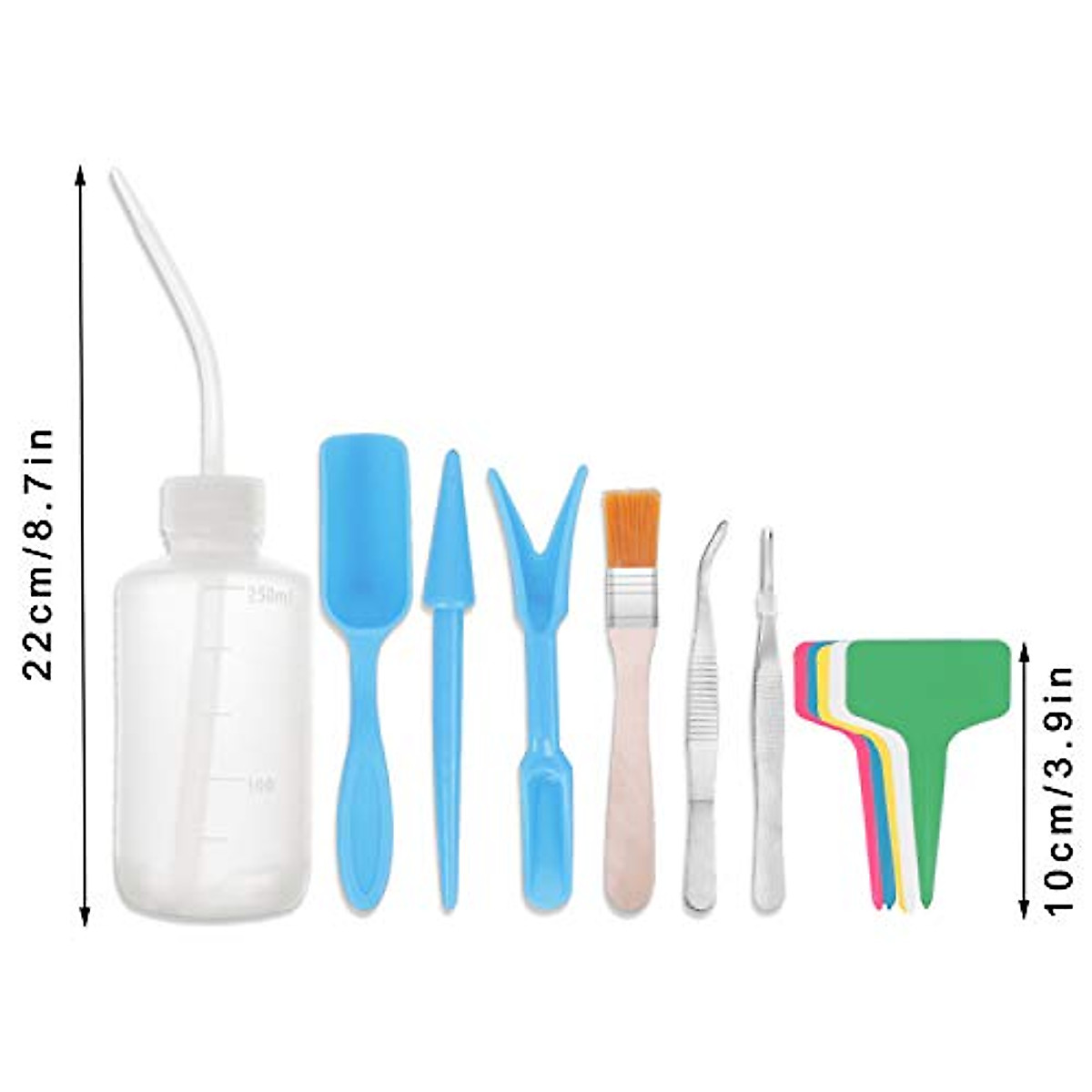 12 Pcs Bonsai Tool Set, Mini Garden Succulent Hand Tools for Indoor Miniature Fairy Care Include Tweezer, Transplanting Tools, Bucket Shovel, Cleaning Brush, Label, Elbow Drip Pot