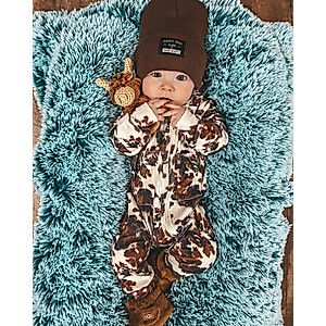FIOMVA Western Baby Boy Jumpsuit Newborn Fall Long Sleeve Romper With Zipper Infant Cowboy Country One Piece Clothes (C Cowboy Brown, 0-3 Months)