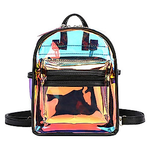 GALPADA Holographic Backpack Transparent Backpack Clear Shoulder Bag Clear Bookbag Storage Bag
