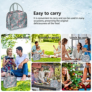 LAVAED Insulated Lunch Bag for Women, Waterproof Leakproof Lunch Tote Bag Cooler Lunch Tote Box Meal Storage Bag, for Office,Work,Beach,Travel（Flamingo）