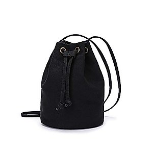 Bucket Bag Purse Women Drawstring Purses Women Bucket Purses Hand Bag Anti Theft Crossbody Purse Zipper HoBo Designer Shoulder Bag (Black, 6.29”(L) 6.29”(W) 8.46”(H))