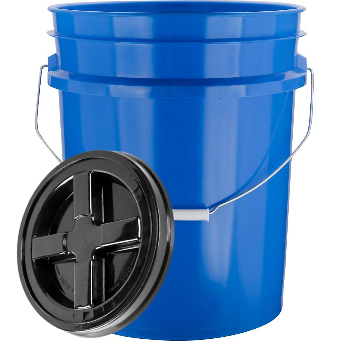 House Naturals 5 Gallon Plastic Blue Food Grade Made in USA Bucket Container with Air Tight Screw on Lid (Pack of 3)