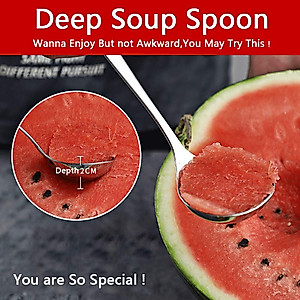 Qualizon 18/8 Stainless Steel Mini Ladle Deep Soup Spoon Large Serving Spoon Ramen Spoon - 6.7inch Short Handle