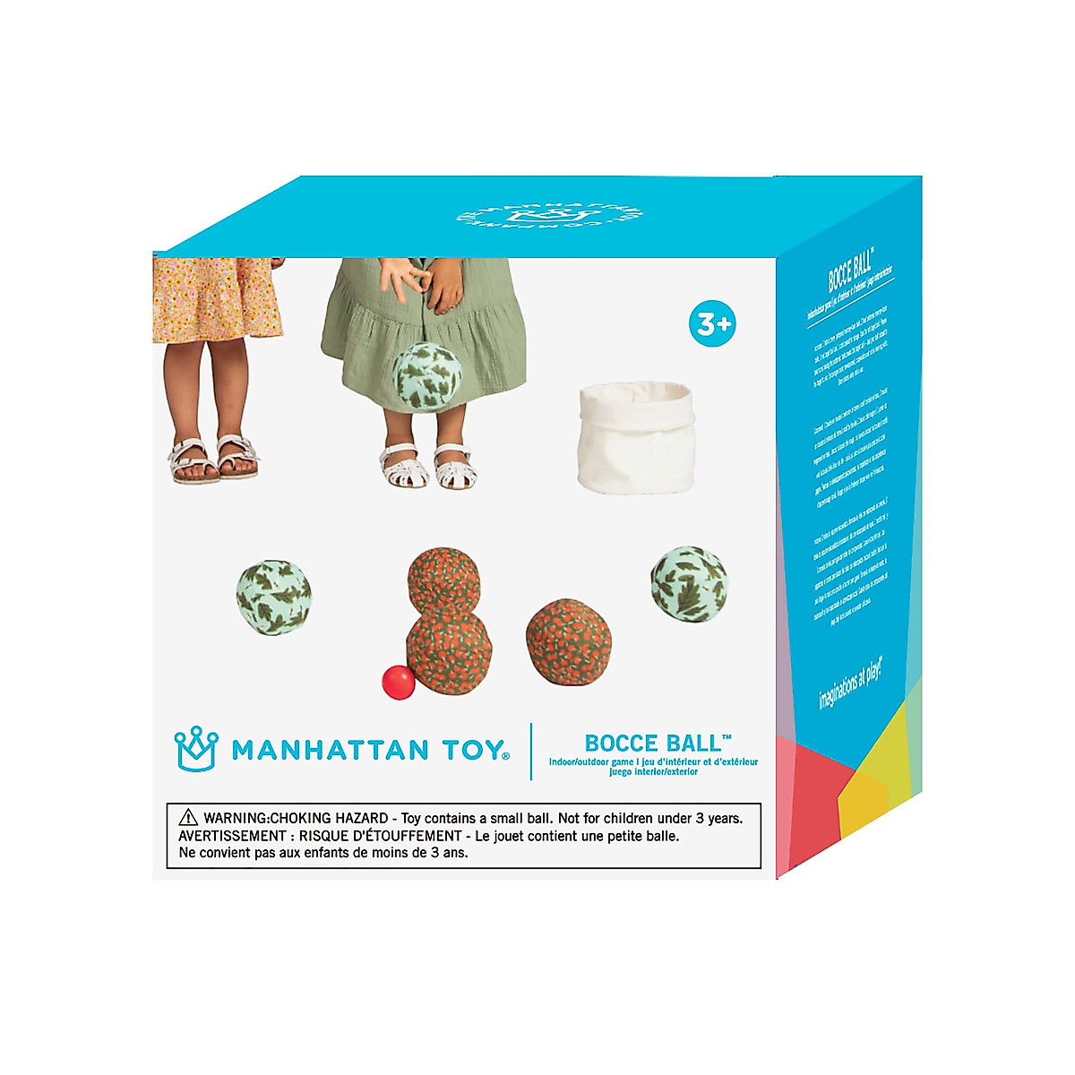 Manhattan Toy Indoor Outdoor 8-Piece Bocce Playset for Kids with Soft Memory Foam Fabric Covered Balls