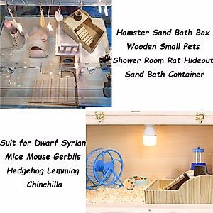 Hamiledyi Hamster Sand Bath Kit, Wooden Bathing Sand Container with Ladder Chinchilla Digging Sand Bathtub Small Animals Sandbox for Dwarf Syrian Mice Mouse Gerbils Hedgehog Lemming