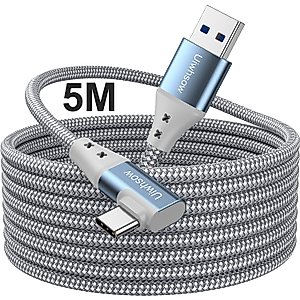 Uiwhsow Link Cable 13ft/4m, USB3.0 A to USB Type C Cable 90 Degree 5Gbps Fast Data Transfer USB C Charging Cable