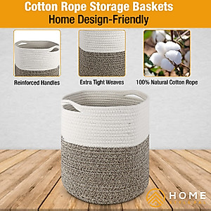 Cotton Rope Storage Baskets Set of 3 – Foldable Toddler Friendly - Holds Laundry Toys & Accessories – Decorative for Room or Shelf - Soft & Durable