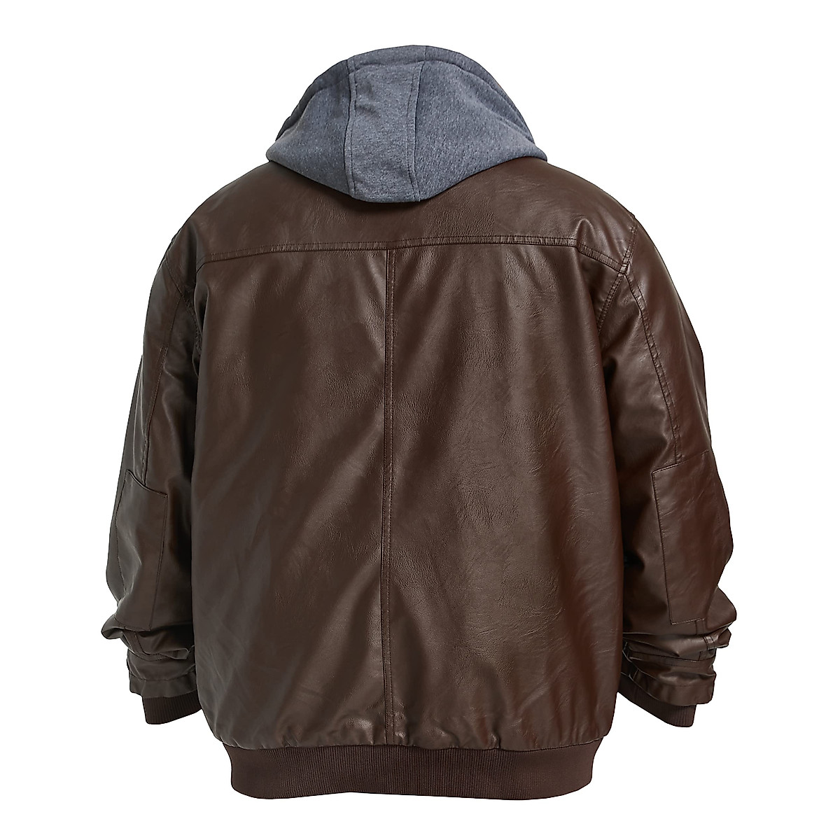 wantdo Men's Big and Tall Faux Leather Jacket Winter Coat Motorcycle Jacket With Removable Hood Coffee X-Large Tall