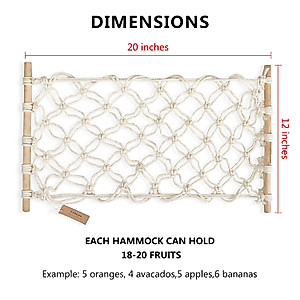 Evbopa Hanging Fruit Hammock for Kitchen Under Cabinet Macrame Fruit Basket for Bananas Fruit Storage with Hooks for Kitchen Décor