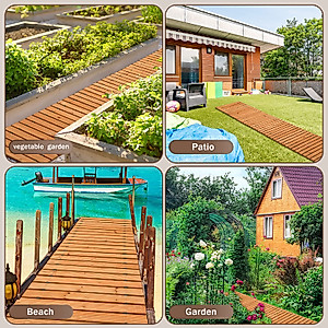 Tatuo 2 Pack Wooden Garden Pathway Roll Out Walkway Outdoor Path Wood Flooring Boardwalk Pavers for Garden Backyard Patio Beach Outdoor Wedding Party (17 Inch X 8 ft,Straight)