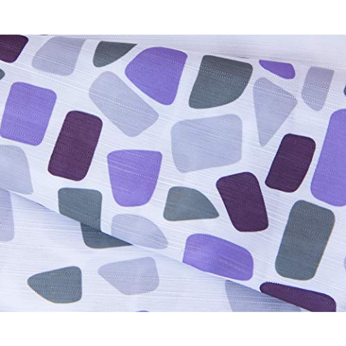 Luxury Chenille Bath Mats and Ombré Shower Curtain Set, Ultra Soft Non-Slip High Pile Water Absorbent Shaggy Chenille Bathroom Rugs and Abstract Mosaic Shower Curtain 15 Piece Set-Jasmine (Purple)