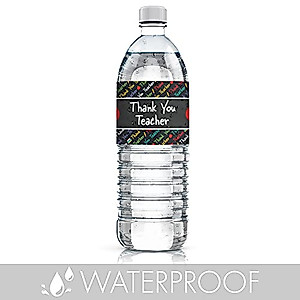 Thank You Teacher Water Bottle Labels - Teacher Appreciation - 24 Stickers