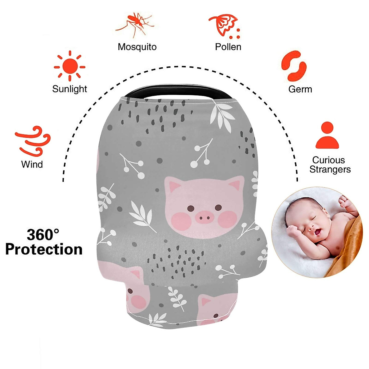 Nursing Cover Breastfeeding Scarf Cute Pig Leaves- Baby Car Seat Covers, Stroller Cover, Carseat Canopy (0mb7a)