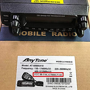 Anytone 5888UV III Tri-Band FM Transceiver Tri-Band Mobile Radio with Free Cable