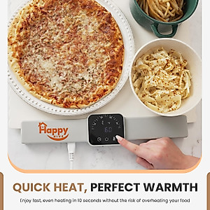 Happy Hive Food Warming Mat - Electric Heating Pad for Keeping Meals Warm - Foldable Mat - Easy to Clean - Food Warmer for Buffet, Restaurants, House Parties - Adjustable Temperature (Beige)