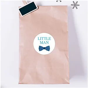 MAGJUCHE Bowtie Little Man Stickers, Blue Boy Baby Shower Birthday Favor Sticker Labels, 2 Inch, 40-Pack