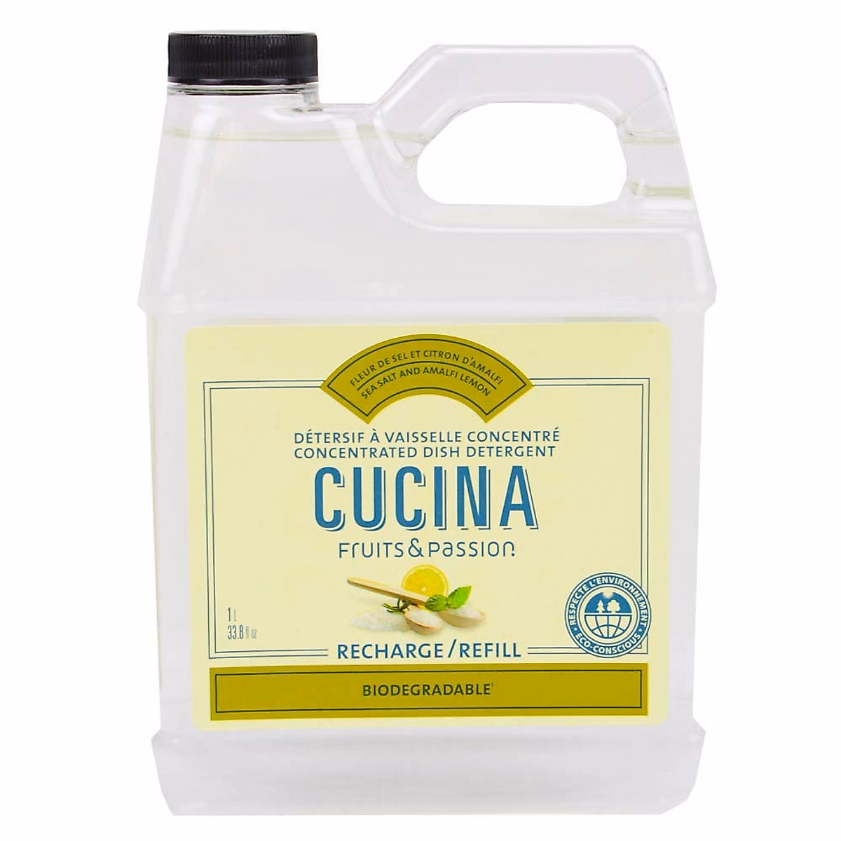 Fruits & Passion Cucina Dish Detergent Refill Sea Salt and Amalfi Lemon, 33.8 oz