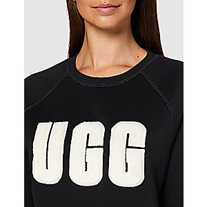 UGG womens Madeline Fuzzy Logo Crewneck Pullover Sweater, Black Cream, Medium US