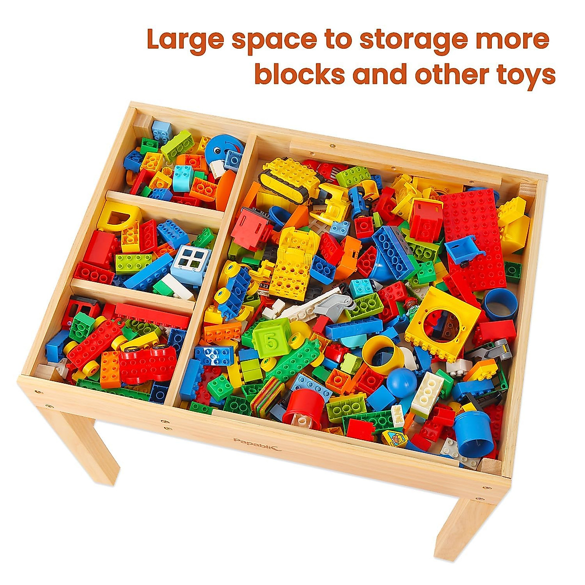 Papablic 2 in 1 Kid Activity Table with Large Storage for Older Kids Compatible with Lego Building Block for Boys Girls