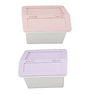 Desk Storage Box Purple Pink Dust Cover Stackable Design Keeping Tidy Skincare Organizer for Cosmetic