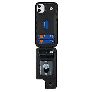 Lipvina for iPhone 13 Mini Case with Card Holder and Strap for Women,Crossbody Lanyard,Kickstand Ring Stand,Snap Clasp,RFID Blocking,Phone Wallet Cases 5.4 inch(Black)