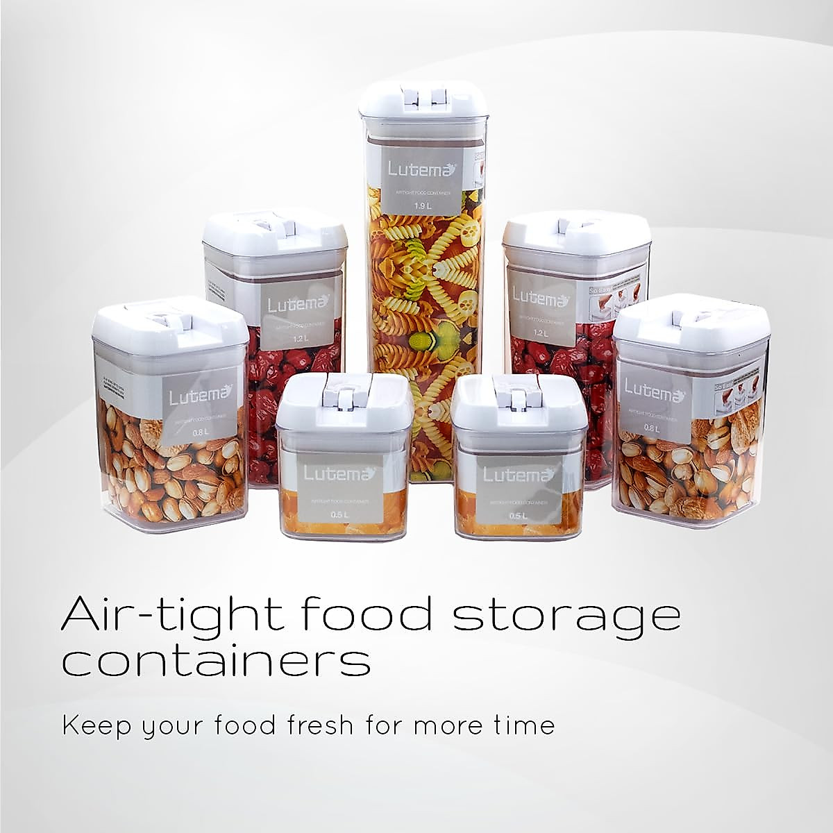 Ceybo Air-tight Stackable Food Storage Container Set, Leak Proof, Dishwasher Safe and BPA Free - White (7 Pcs)