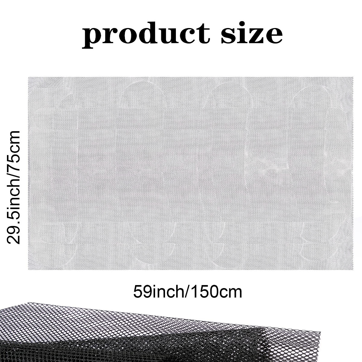 Pllieay 29.5 X 59 Inch Black Mesh Fabric Slightly Stretchy for Backpack Pocket and Straps, Netting Clothes, Netting Bag Shopping Bag