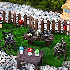 Chunful 50 Pcs Mini Hedgehog Figurines Miniature Fairy Garden Figurines Accessories for Terrarium Flowerpot Landscape Desktop DIY Decor Party Favor Cake Topper Resin Hedgehog Bulk
