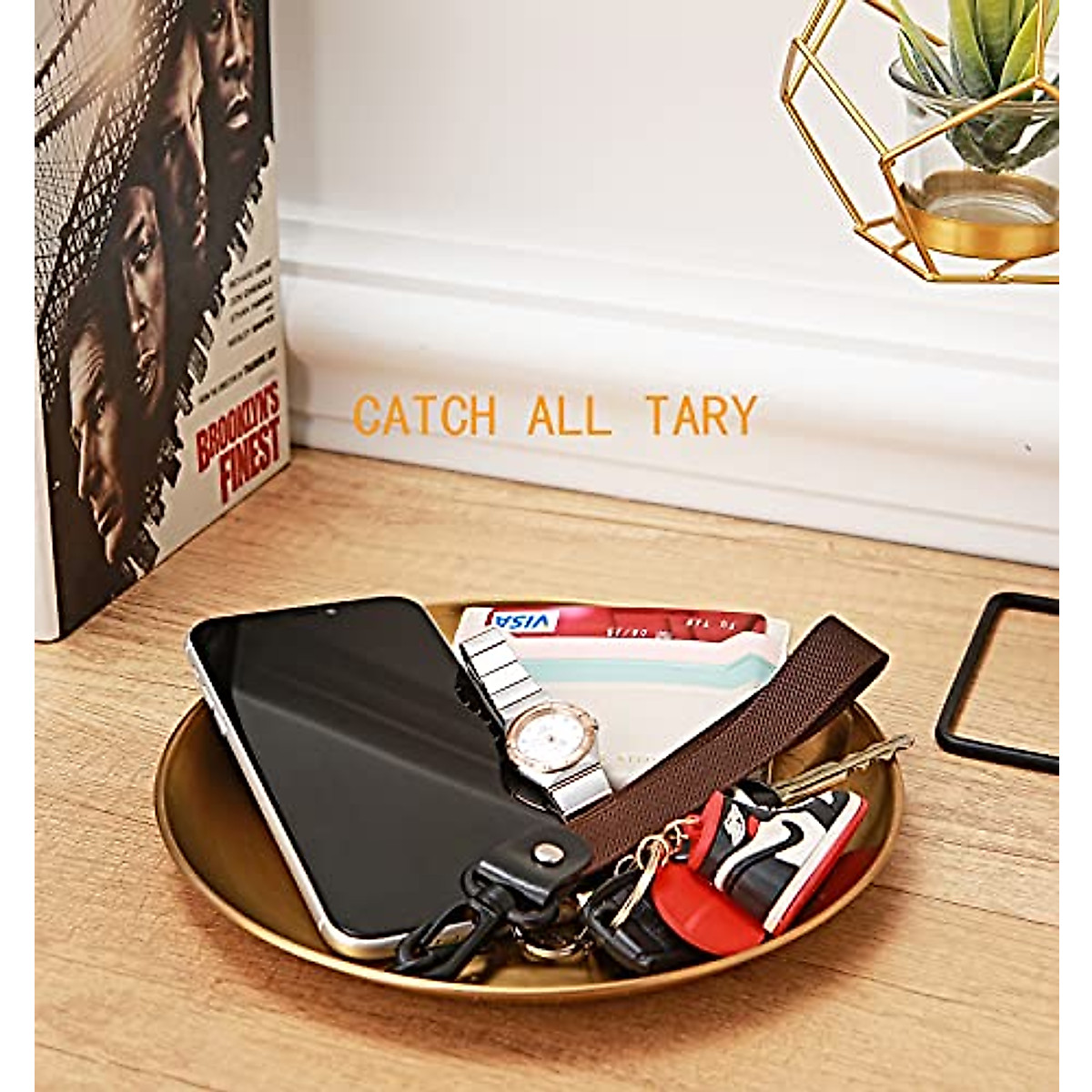 Andwarmth Key Bowl and Keychain Set -Key Bowl for Entryway Table, Decorative Bowl,Valet Tray, Jewelry Dish,Car Key Plate,Perfume Holder,Key Tray for Entryway Table,Bowl for Keys,Key and Wallet Tray