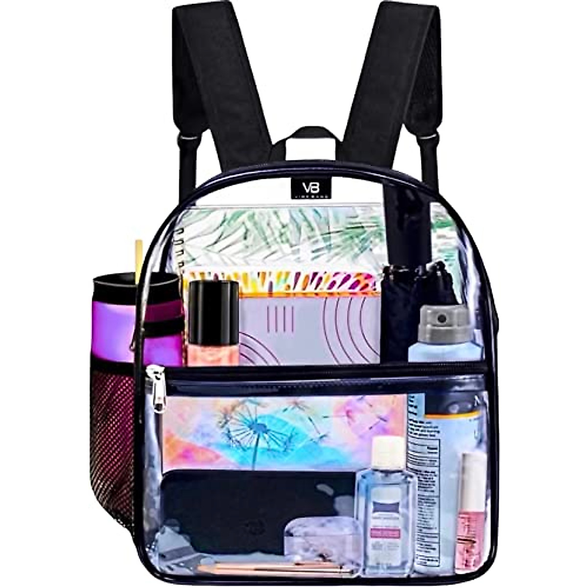 Clear Backpack Stadium Approved, Heavy Duty Small Transparent Backpack For Boys, Girls, Adults – School, Work, Festival, Concert Backpack – Ultra Soft PVC Plastic, Upgraded Under 12x12x6" (Jet Black)