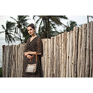 Myra Bag Classical Upcycled Canvas & Cowhide Leather Shoulder Bag S-1222, One Size For Women