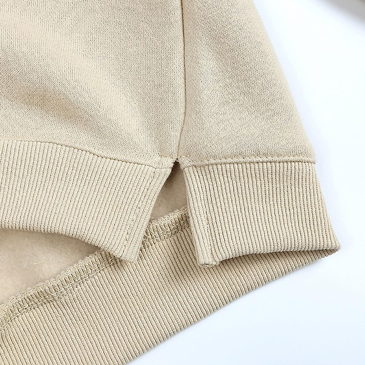 RUKOSU Toddler Baby Boy Girl Fleece Pullover Sweatshirt Solid Color Crewneck Blouse Shirt Tops Warm Fall Winter Clothes Apricot 2-3T