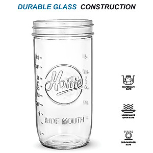 Tebery 6 Pack Wide Mouth Home Glass Mason Jars with Airtight Lids and Bands, 24-Ounce Canning Glass Jars for Canning, Fermenting, Pickling, Meal Prep, Overnight Oats, Jam, Jelly