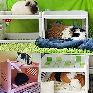 wcgfoever Guinea Pig Bunk Bed for Cage, Multi-Level Sleep Bed with 2 Blankets, Small Animals Cage Habitat Decor, Bedding for Guinea Pig Chinchilla Rat Hedgehog, Blue
