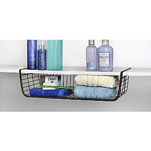 Spectrum Diversified Ashley Large Storage Shelf, Kitchen Cabinet & Pantry Organization & Storage, Bathroom Cabinet Basket, Bronze