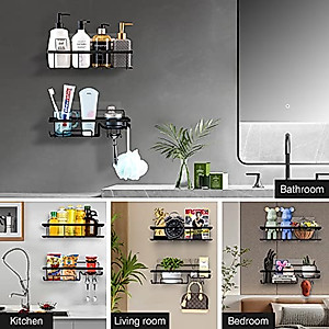 XQZT Shower Caddy,2-Pack Adhesive Shower Shelf, No Drilling Rustproof Wall Sticker Shower shelves,For bathroom/toilet/kitchen etc.(Matte Black)