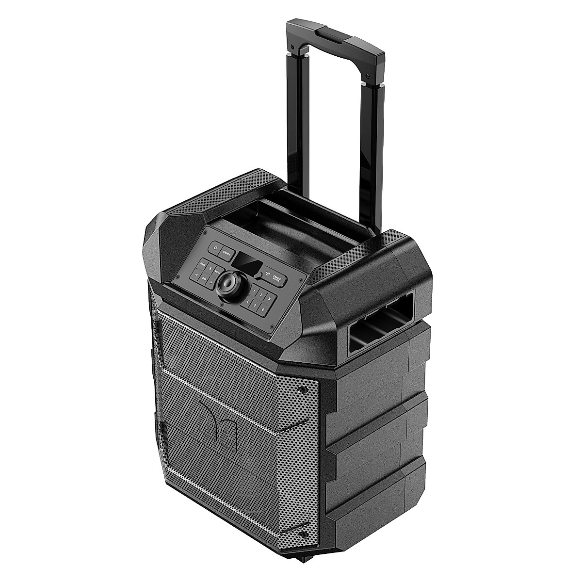 Monster Rockin’ Roller 4MAX | 100W Indoor/Outdoor Portable Bluetooth Speaker, Water Resistant | Up to 25 Hours Playtime, Karaoke Microphone, Telescoping Handle, Wheels, FM Radio, & USB Charging