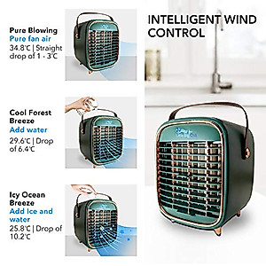 Little Big Chill Portable Personal Air Conditioner Fan,Rechargeable Cordless Mini Air Cooler/Humidifier Designed for Home,Office,Bedroom and Car.Ideal for Camping,Tailgating,The Beach,Green
