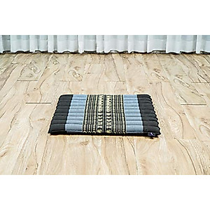 Leewadee Meditation Cushion Set – 1 Small Zafu Yoga Pillow and 1 Small Roll-Up Zabuton Mat Filled with Kapok, Blue