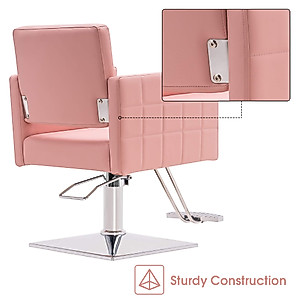 BarberPub Salon Chair for Hair Stylist,Hydraulic Barber Styling Chair, Beauty Spa Equipment 8821 (Pink)
