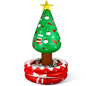 Inflatable Christmas Tree Coolers Drink Beverage Inflatable Cooler Christmas Decorations Party Supplies for Home Office Holiday Winter Party Decorations, Multicolored, 50 x 25 Inches