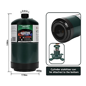 BLUEFIRE 16.4 oz Propane Replacement Fuel Camping Gas Cylinder Pack of 4 All Purpose Portable Canister Propane Gas Tank for Camping Stove Outdoor Backpack Mini Burner Heater Cooking Torch Lamp